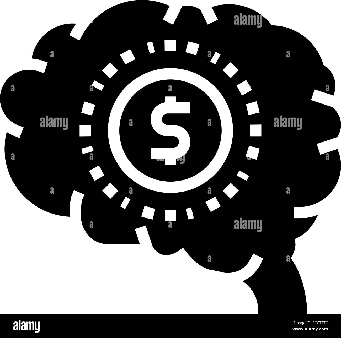 brain think about finance glyph icon vector illustration Stock Vector ...