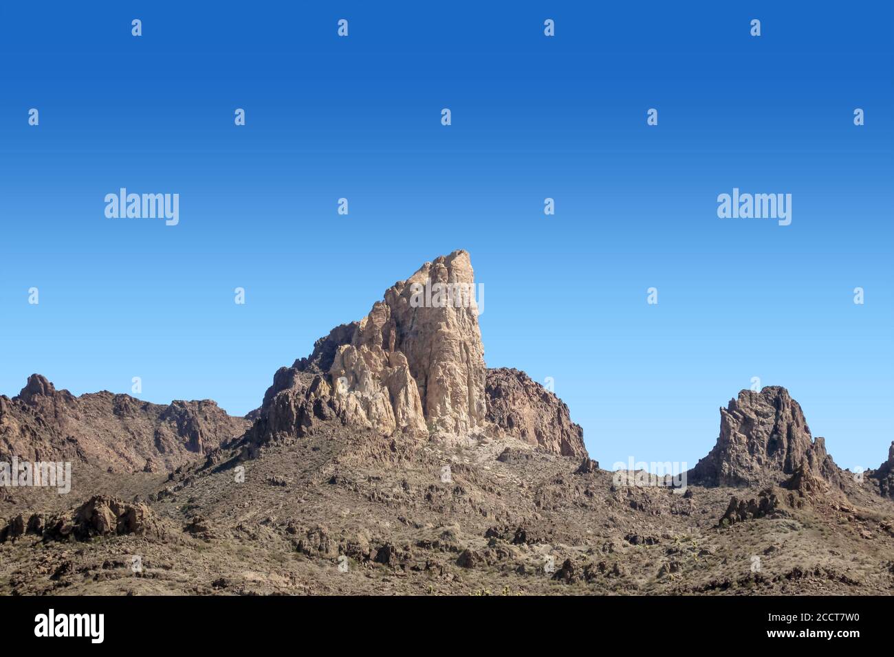 Tall towering peak in the Black Mountain range adjacent to Oatman ...