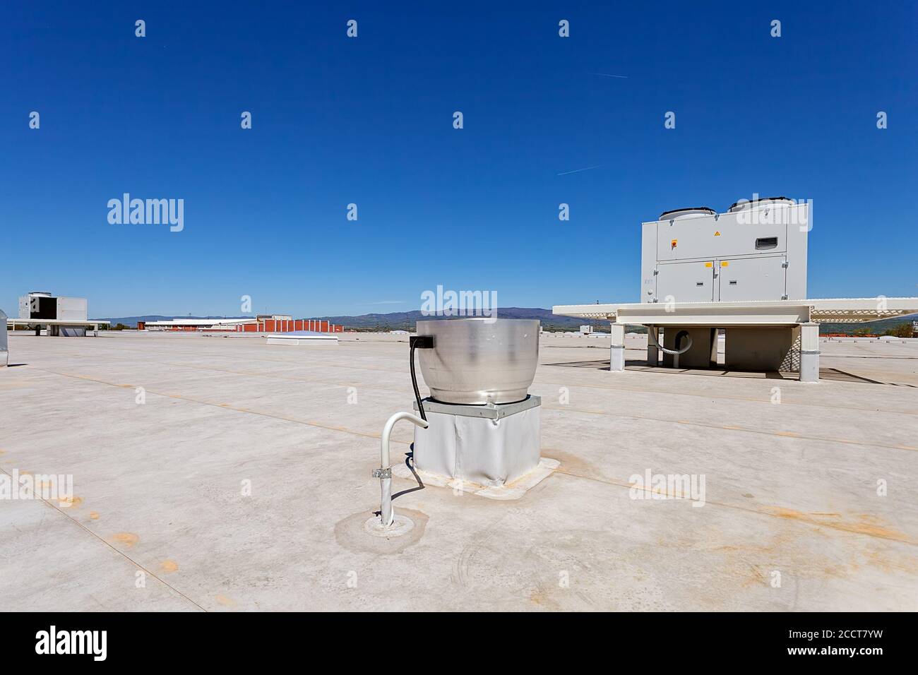 modern ventilation system on the roof of the industrial hall Stock ...