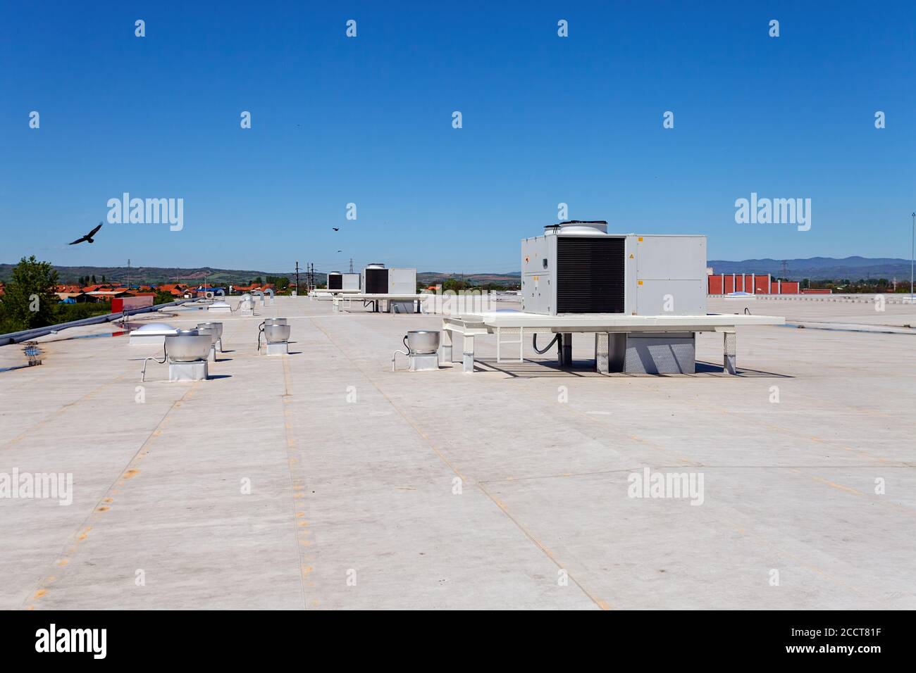 modern ventilation system on the roof of the industrial hall Stock ...
