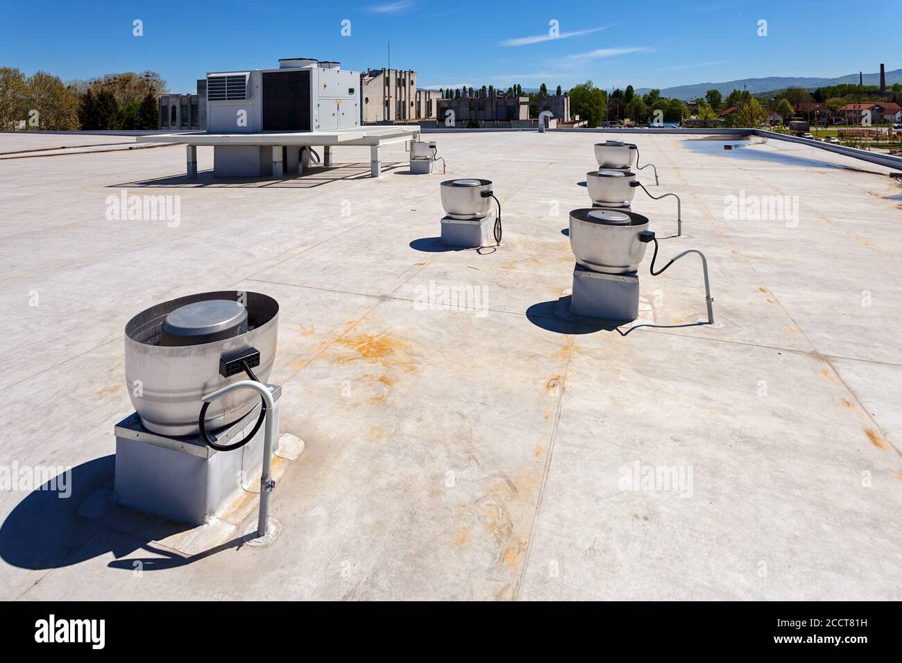 modern ventilation system on the roof of the industrial hall Stock ...