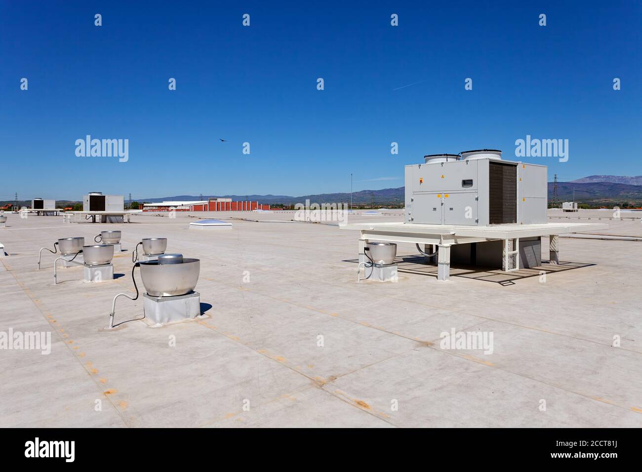 modern ventilation system on the roof of the industrial hall Stock ...