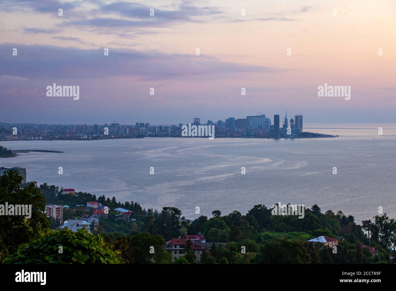 Beautiful view of Batumi from a hill at sunset. Landscape Stock Photo ...