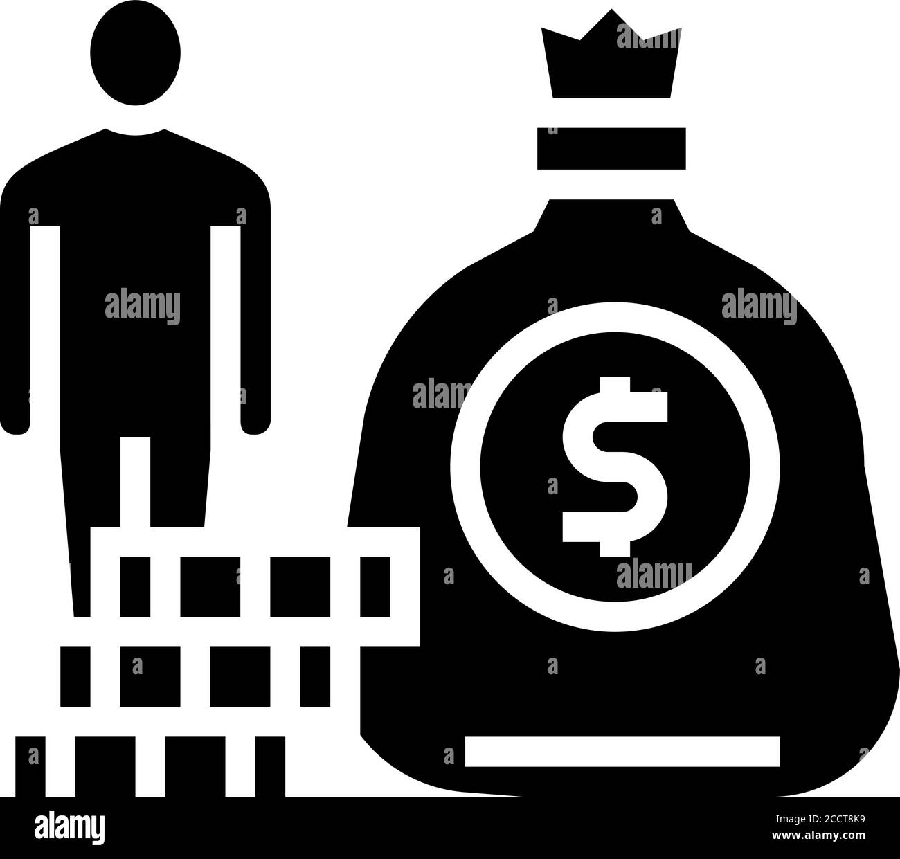 human money bag and coin heap glyph icon vector illustration Stock ...