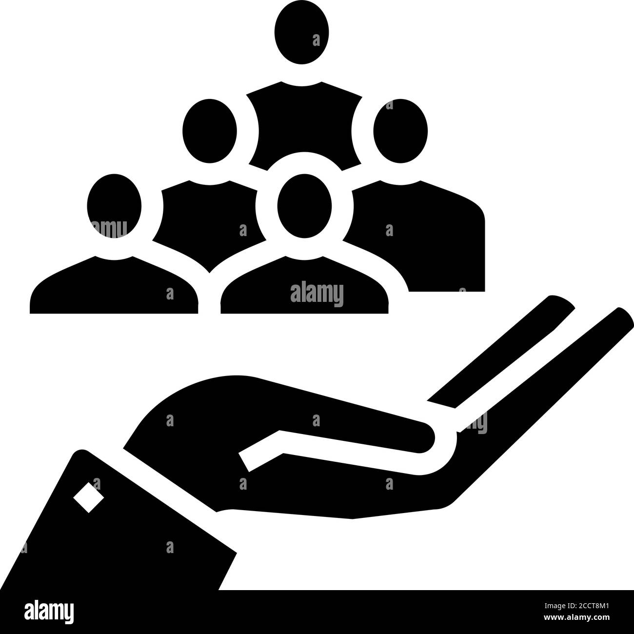 employees on human hand glyph icon vector illustration Stock Vector ...
