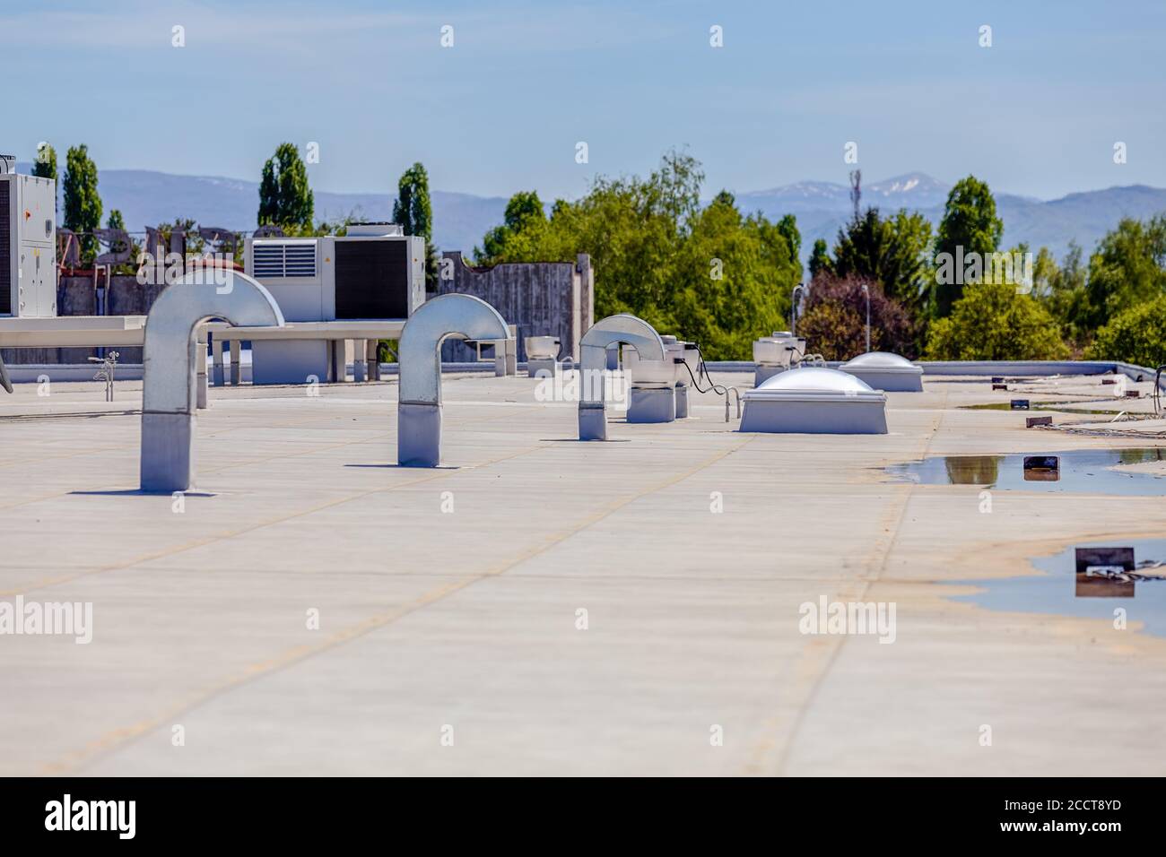 modern ventilation system on the roof of the industrial hall Stock ...