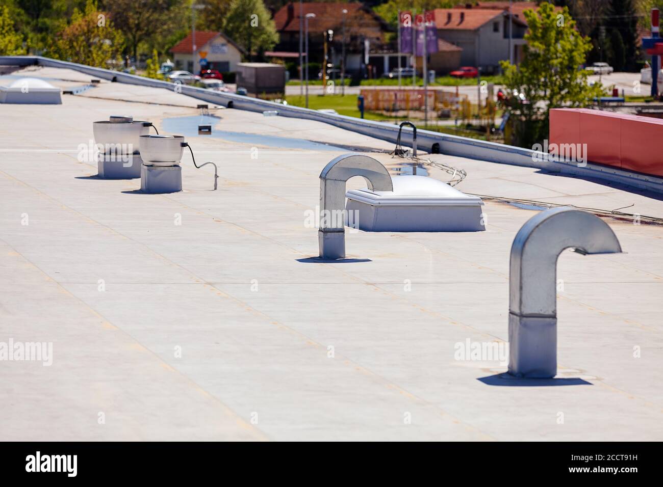 modern ventilation system on the roof of the industrial hall Stock ...