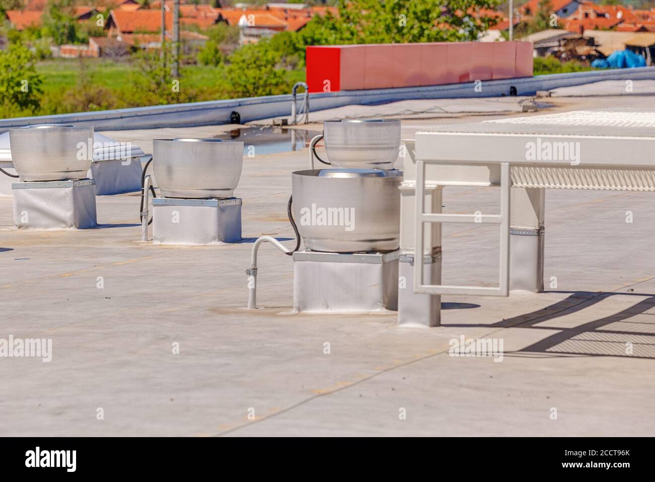 modern ventilation system on the roof of the industrial hall Stock ...