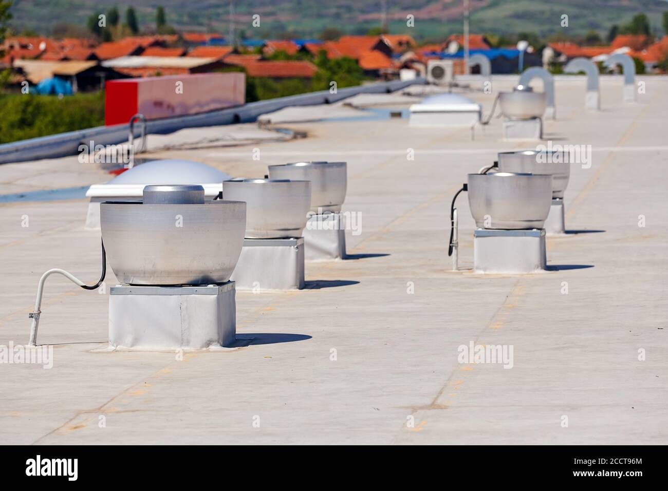 modern ventilation system on the roof of the industrial hall Stock ...