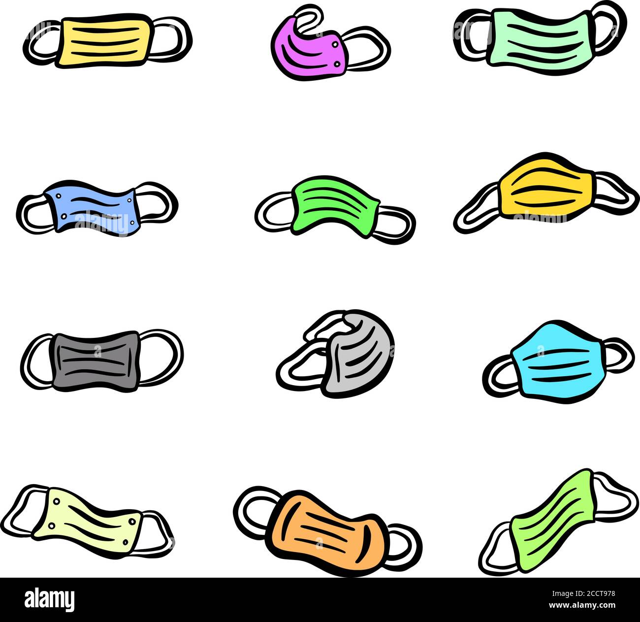 A Collection of Cartoon Protective Face Mask Logo Designs Stock Vector ...