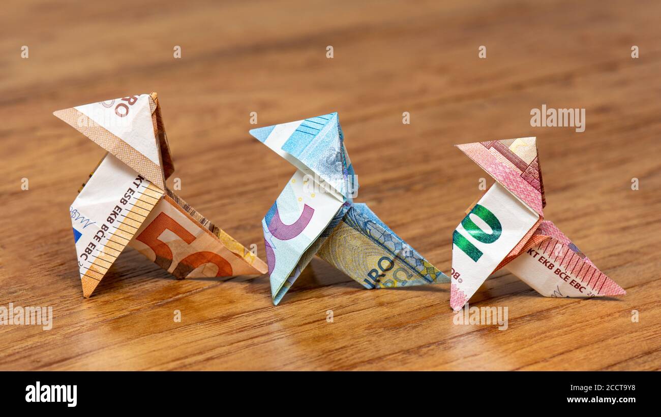 10 Euro Note Origami 10 Euro Bill In Front Of Mirror Stock Photo