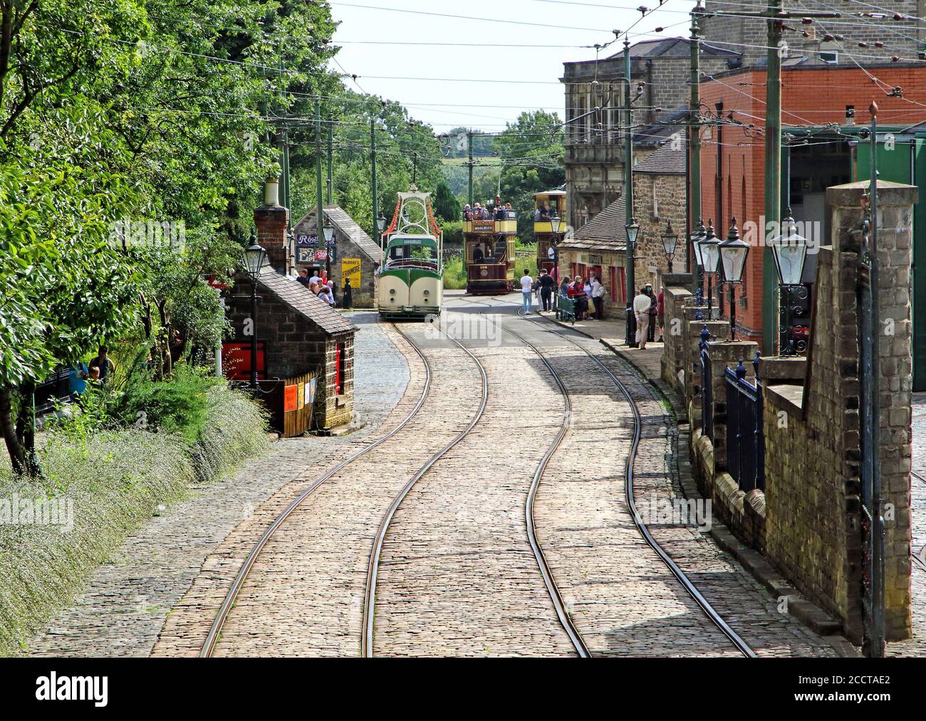 Derbyshire, UK. The National Tramway Museum at Crich Tramway Village ...
