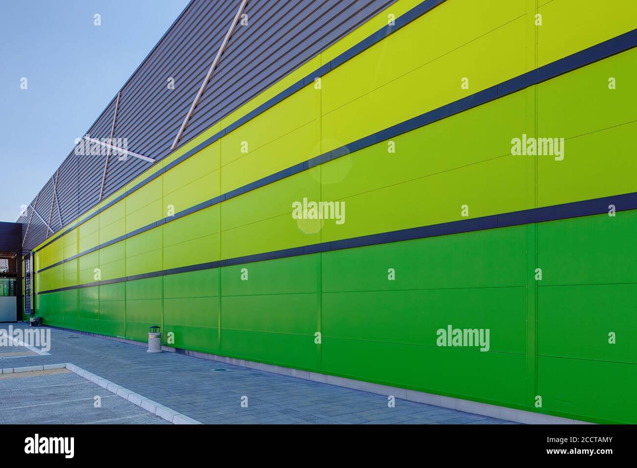aluminum facades in shades of green color Stock Photo - Alamy