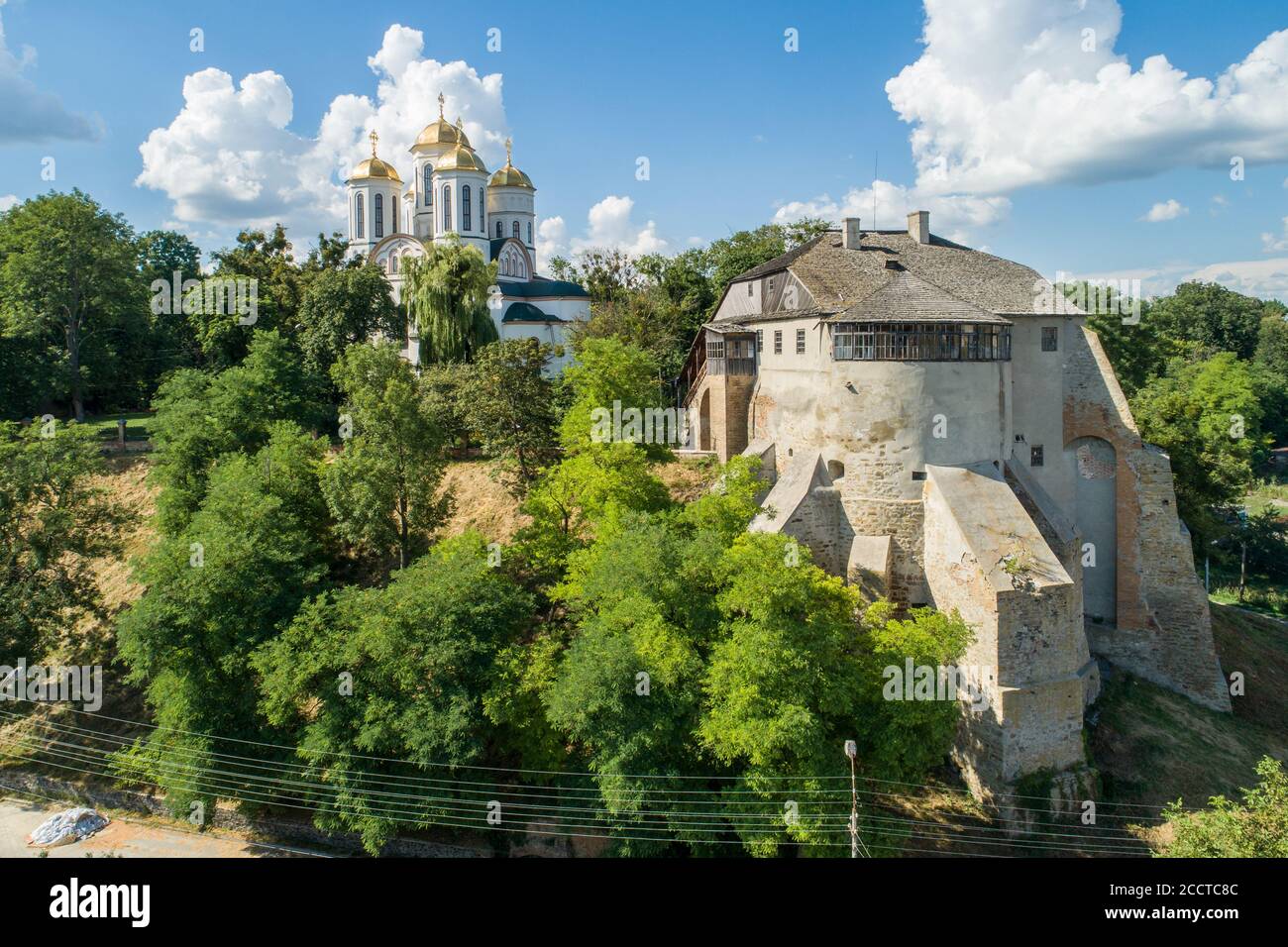 Aerial view of Ostroh Castle in Ostroh town, Rivne region, Ukraine ...