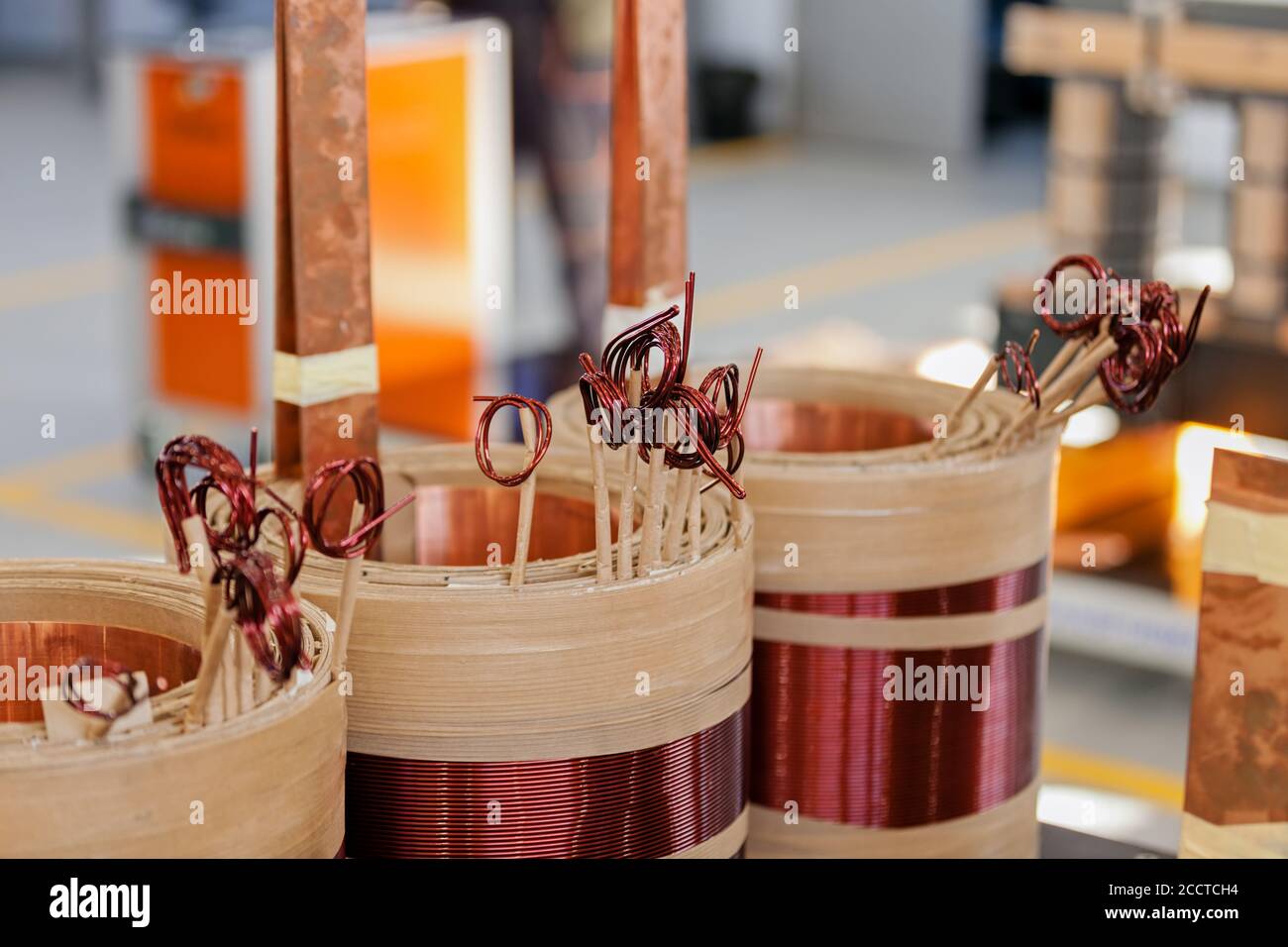 spools of copper wire transformers, note shallow depth of field Stock ...