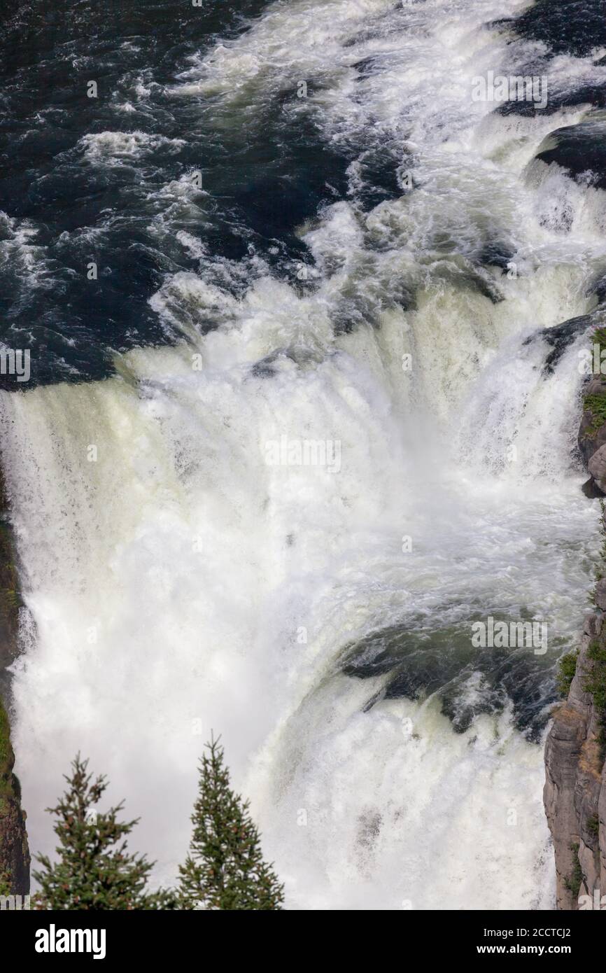 Close up details of Lower Mesa Falls in Idaho along the Mesa Falls ...