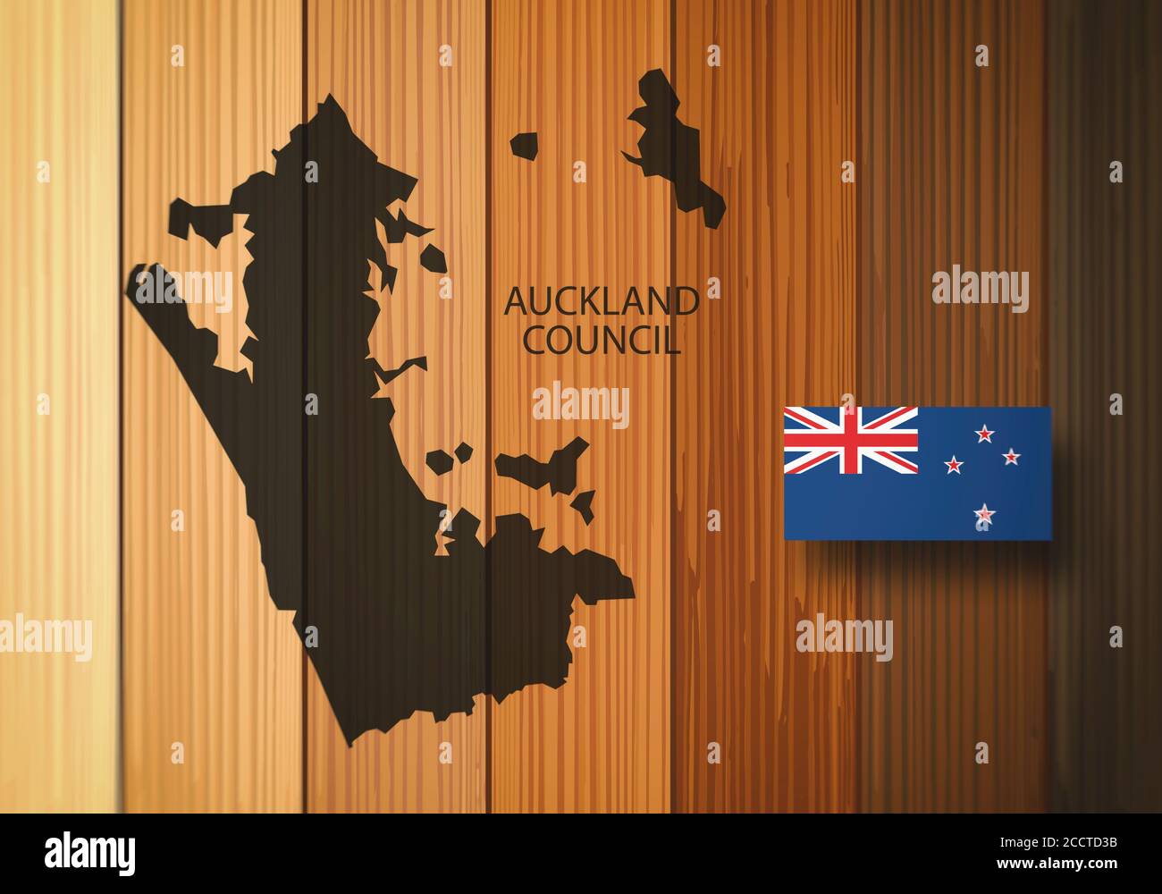 Map of Auckland Council and Flag of New Zealand. Auckland council is ...