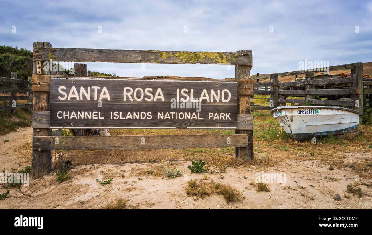 National Park sign at Santa Rosa Island, Channel Islands National Park ...