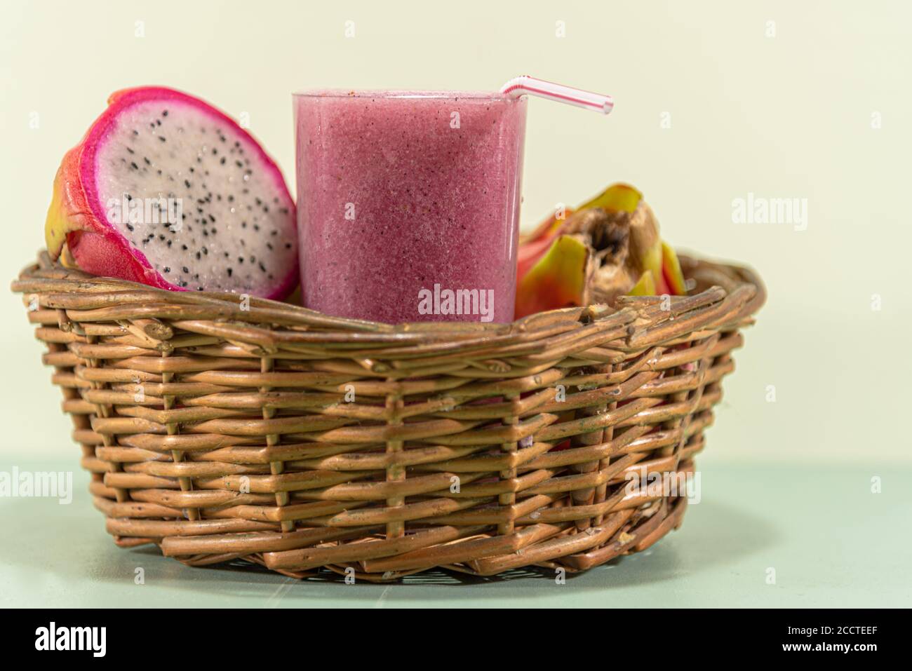 Pitaya fruit and juice (Selenicereus setaceus). Exotic fruit. fiber ...