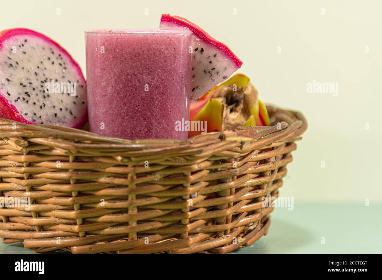 Pitaya fruit and juice (Selenicereus setaceus). Exotic fruit. fiber ...