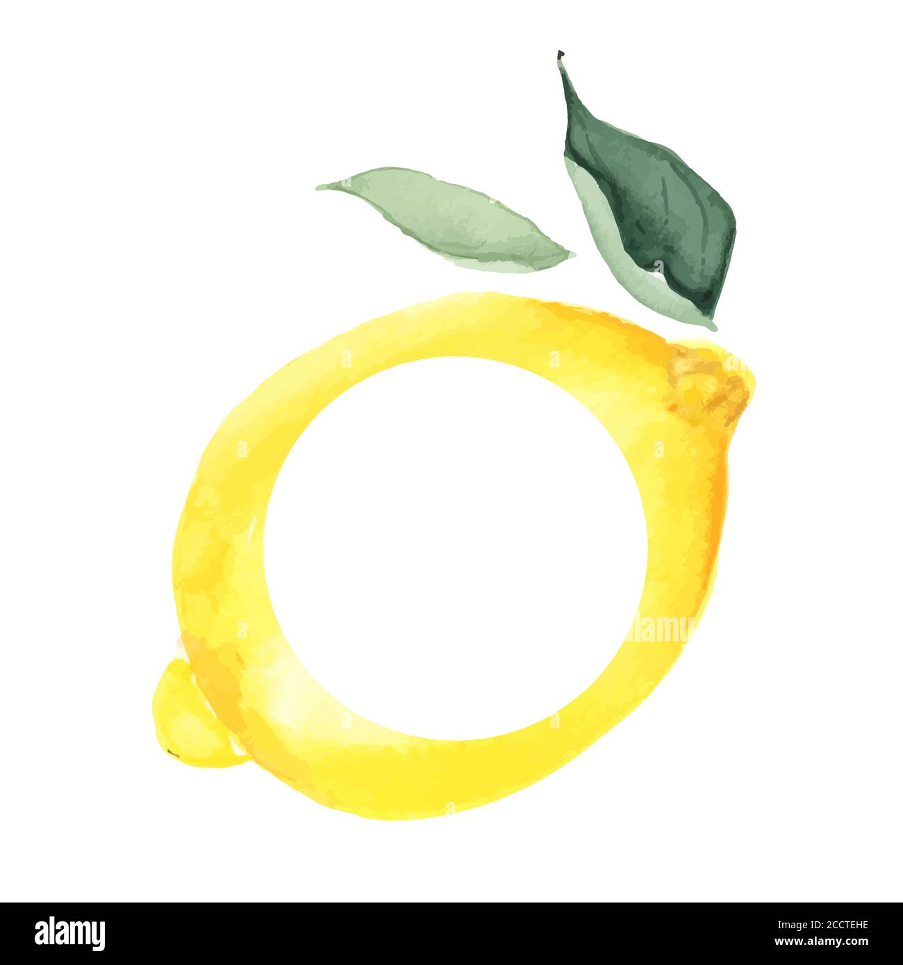 Watercolor vector lemon frame. Hand painted border Stock Vector Image ...