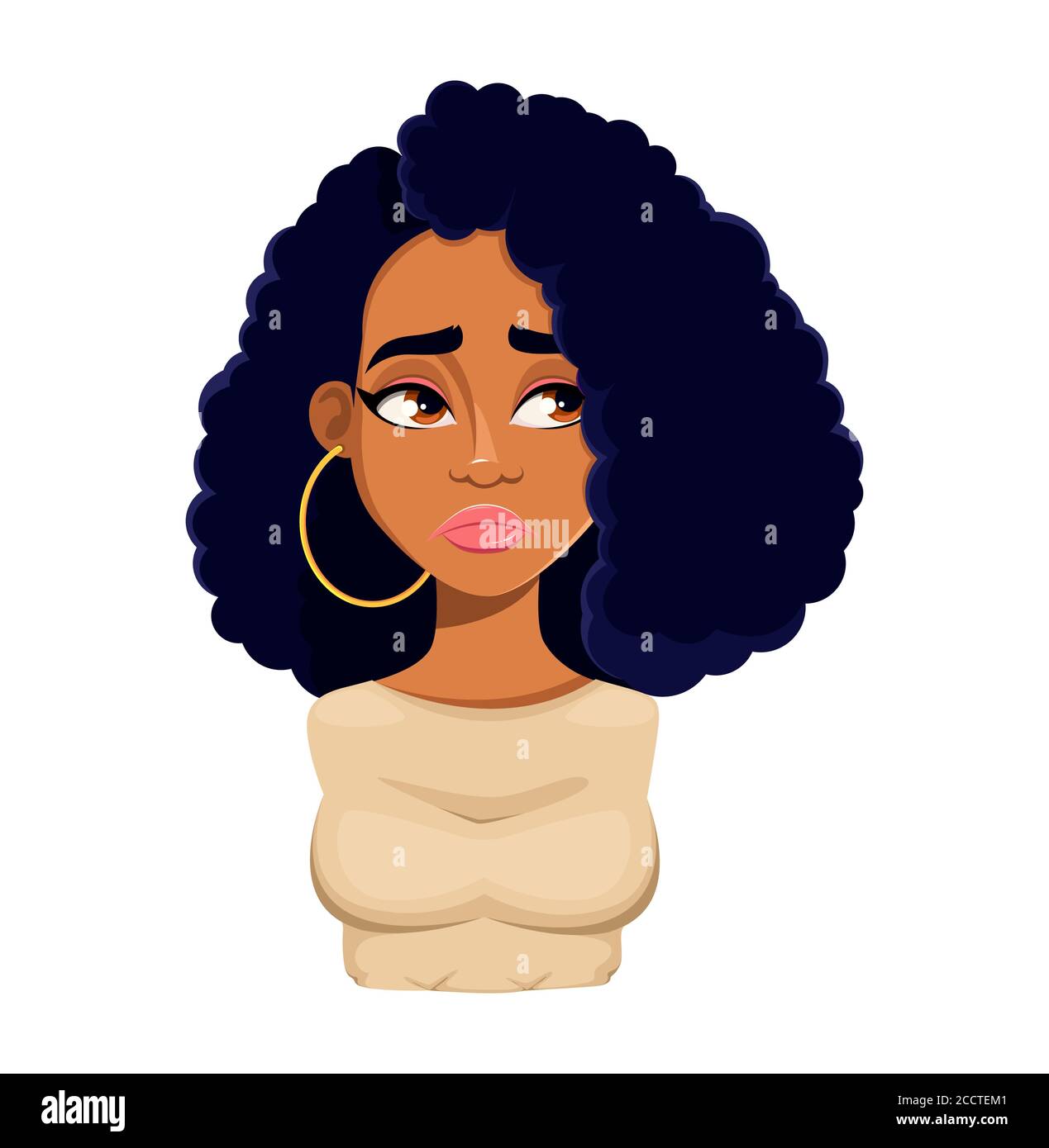 Face expression of beautiful African American woman, disappointed ...