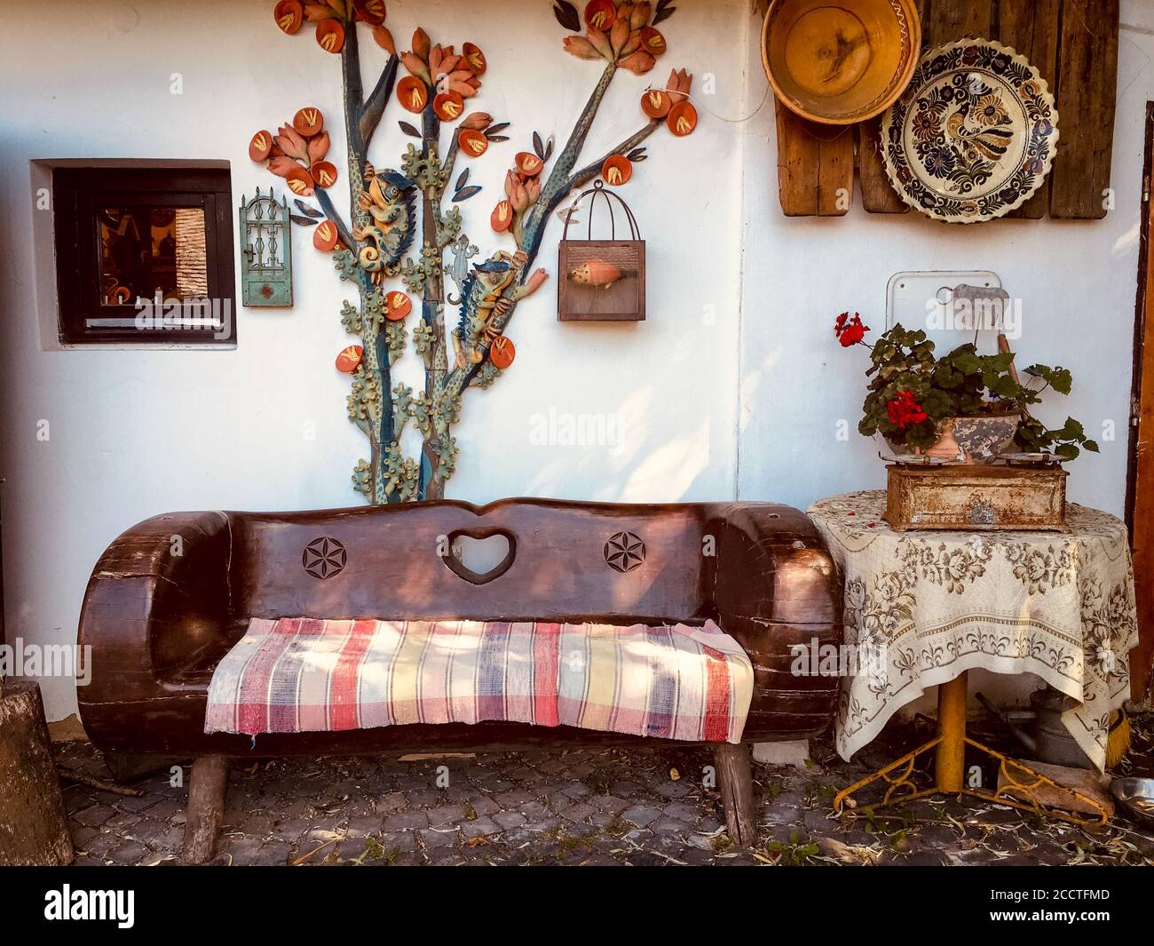 Old traditional, rustic house in village Holloko, Hungary Stock Photo ...