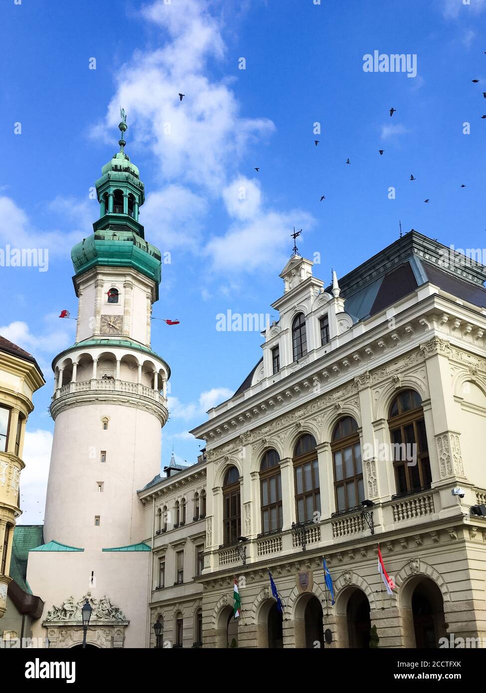 View of Sopron old town, Hungary with blue sky. The historical city ...
