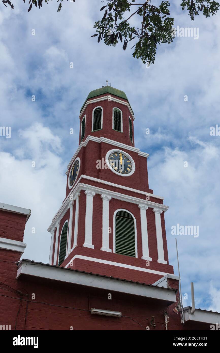 The red clock tower of the Main Guard, Barbados Garrison, now ...