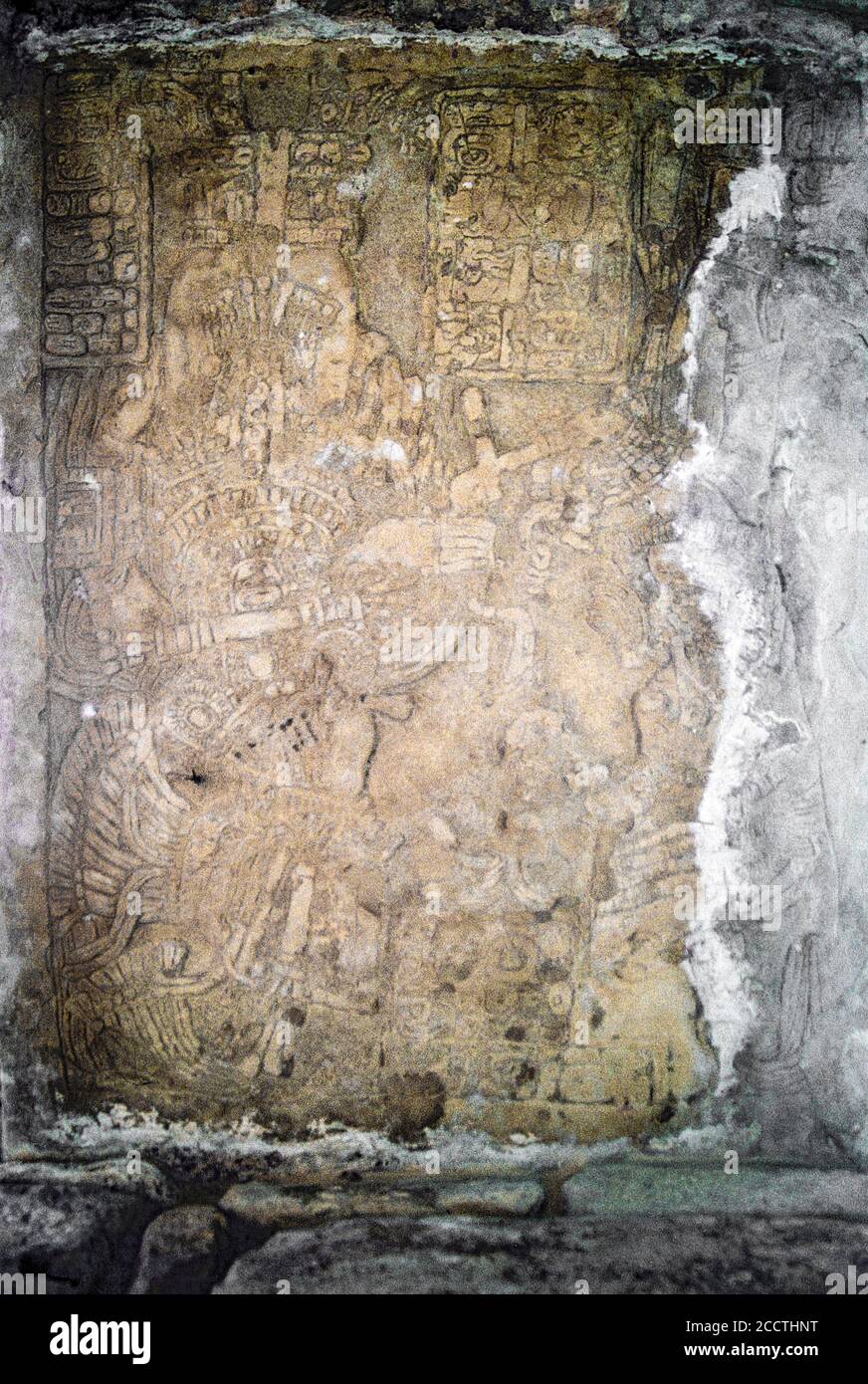 Lintel inside a structure; West Acropolis. Yaxchilan Mayan ruins ...