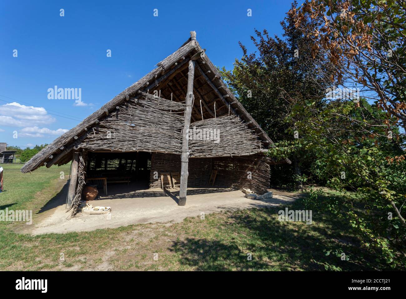Iron age house at the Archeological park in Szazhalombatta, Hungary ...