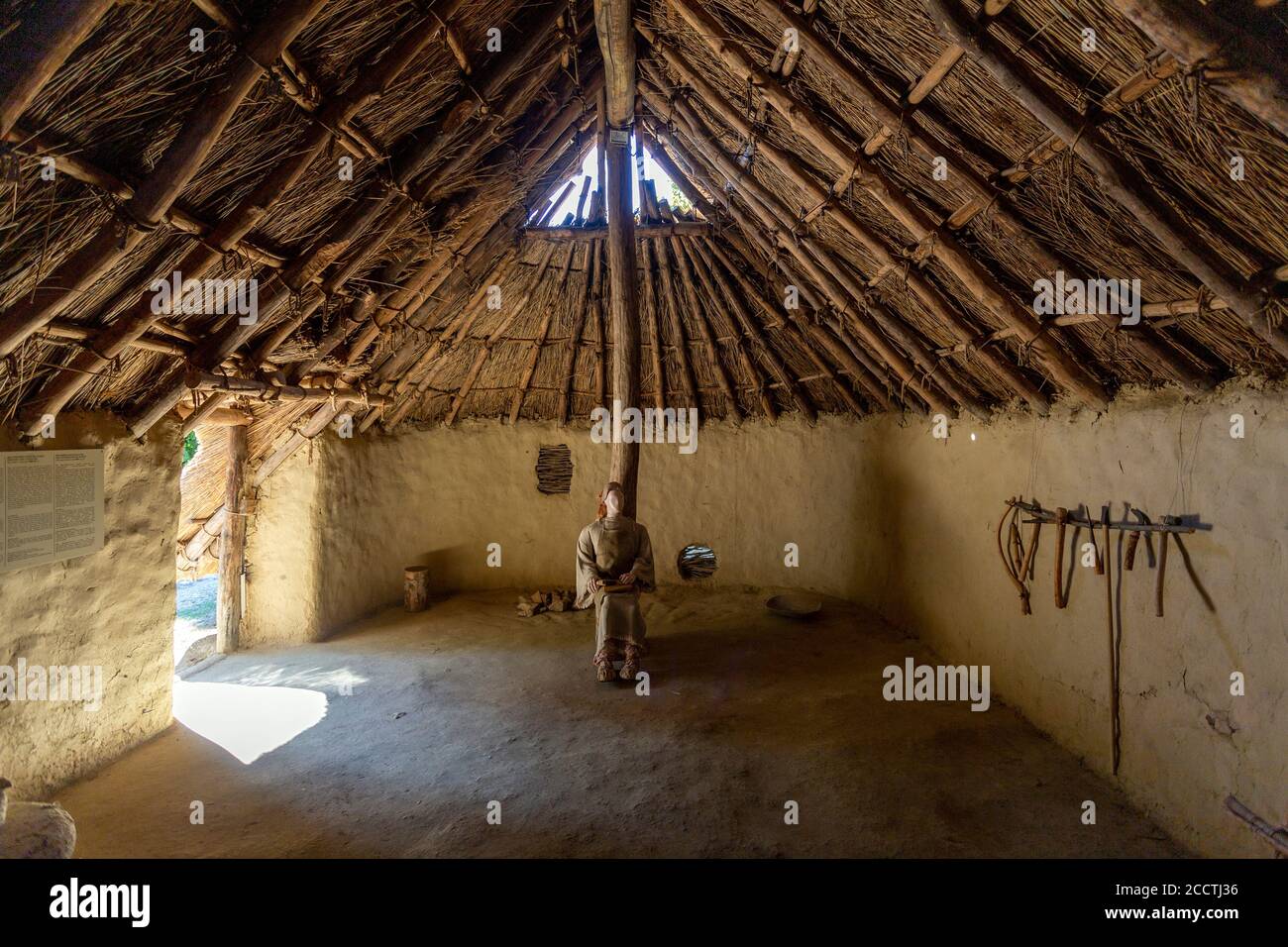 Iron age house at the Archeological park in Szazhalombatta, Hungary ...