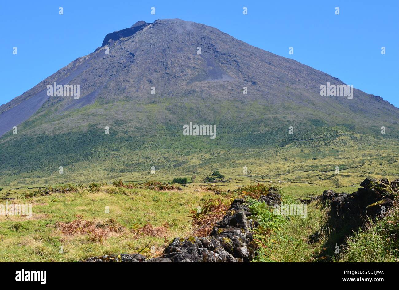 The conical Pico volcano looming over its namesake island (Azores ...