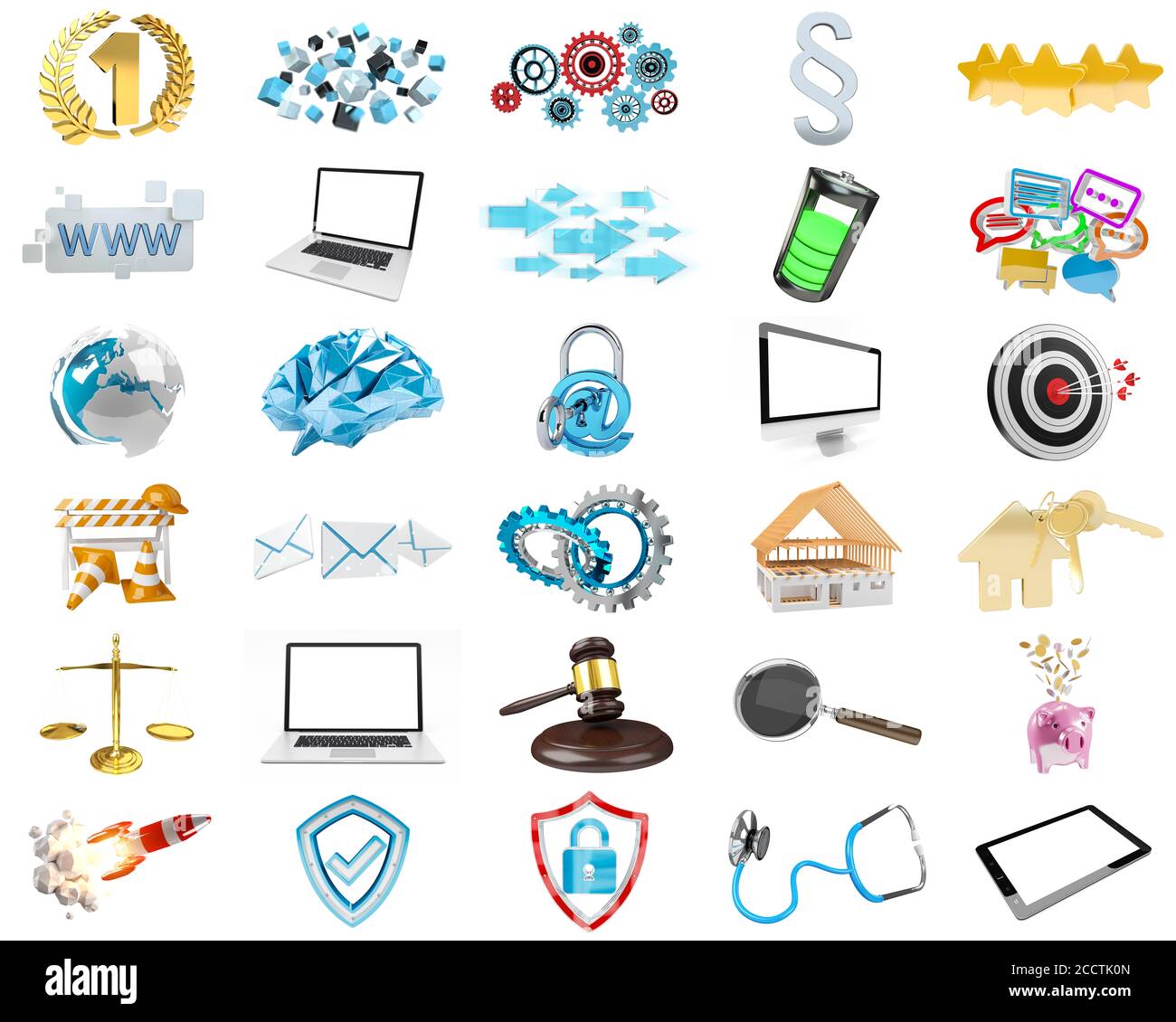 3D rendering modern icons on white background Stock Photo - Alamy