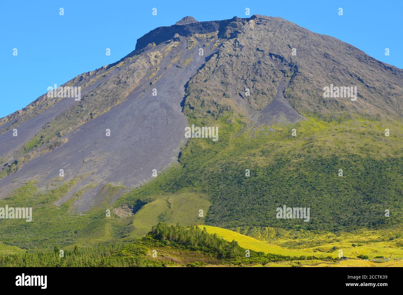 The conical Pico volcano looming over its namesake island (Azores ...