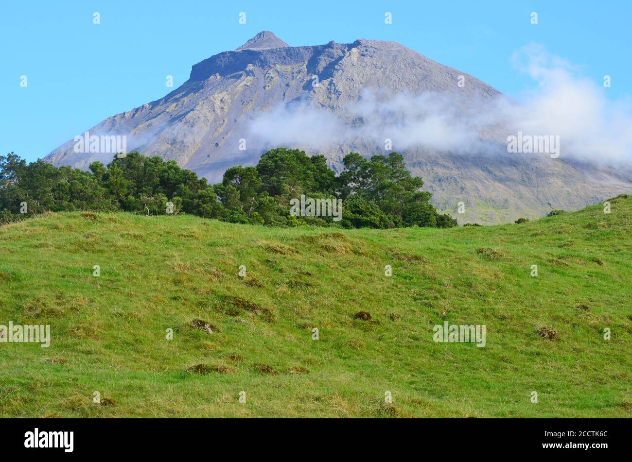 The conical Pico volcano looming over its namesake island (Azores ...