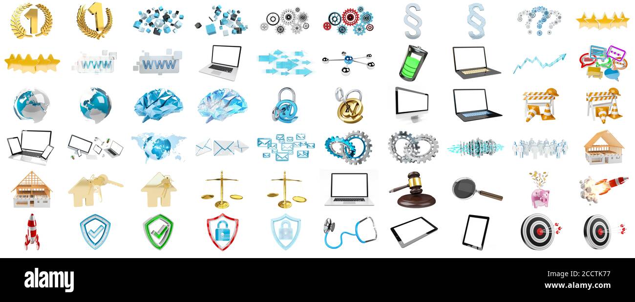 3D rendering modern icons on white background Stock Photo - Alamy