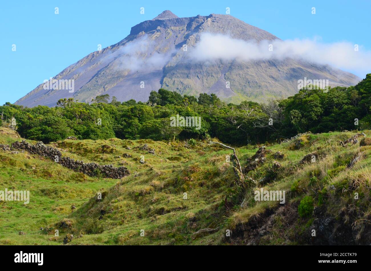 The conical Pico volcano looming over its namesake island (Azores ...