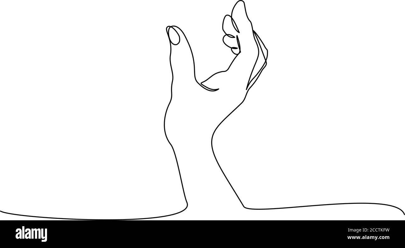 Hand showing something sign. Continuous one line art drawing style ...
