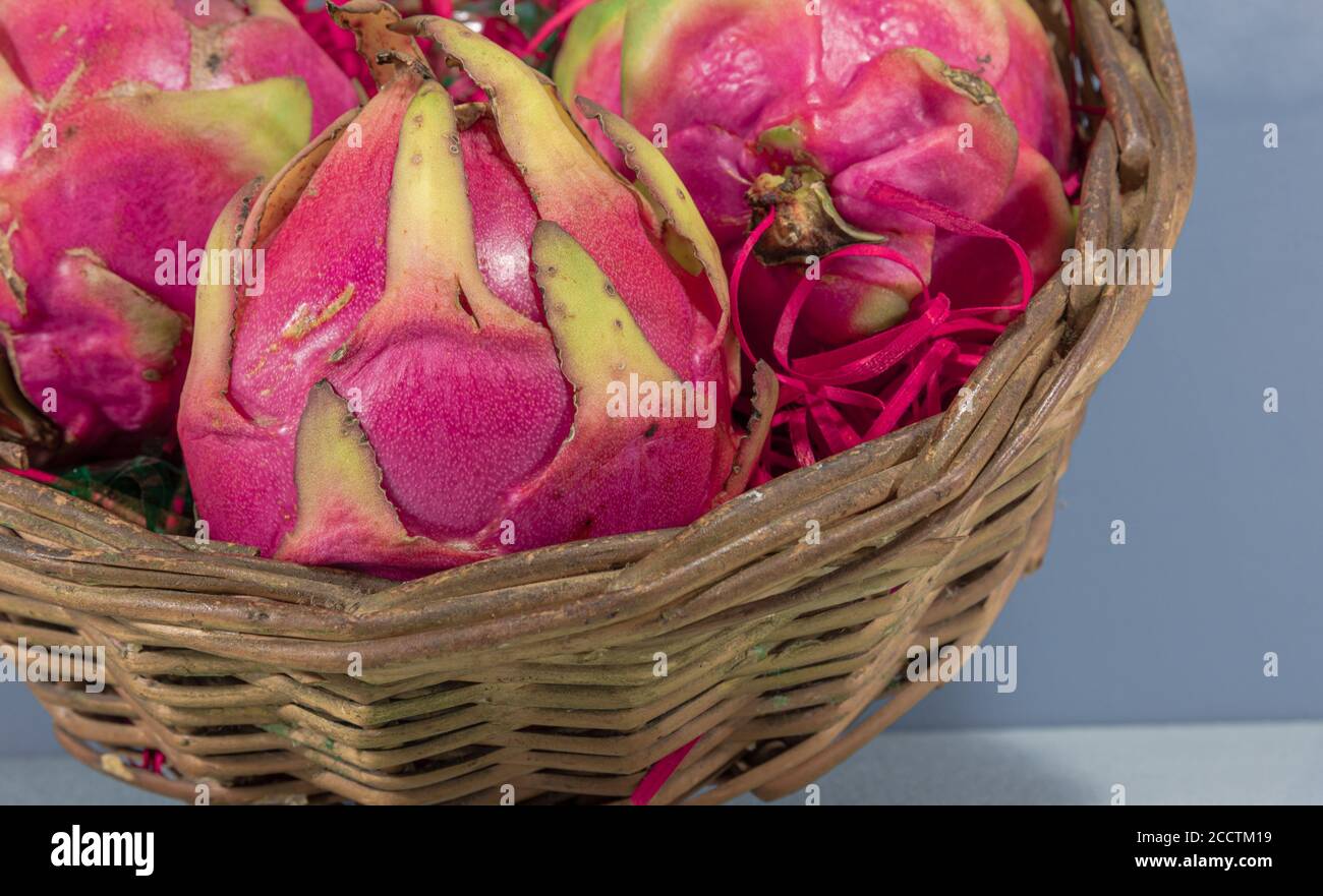 Natural pitaya fruits. Pitaia is the name given to the fruit of several ...