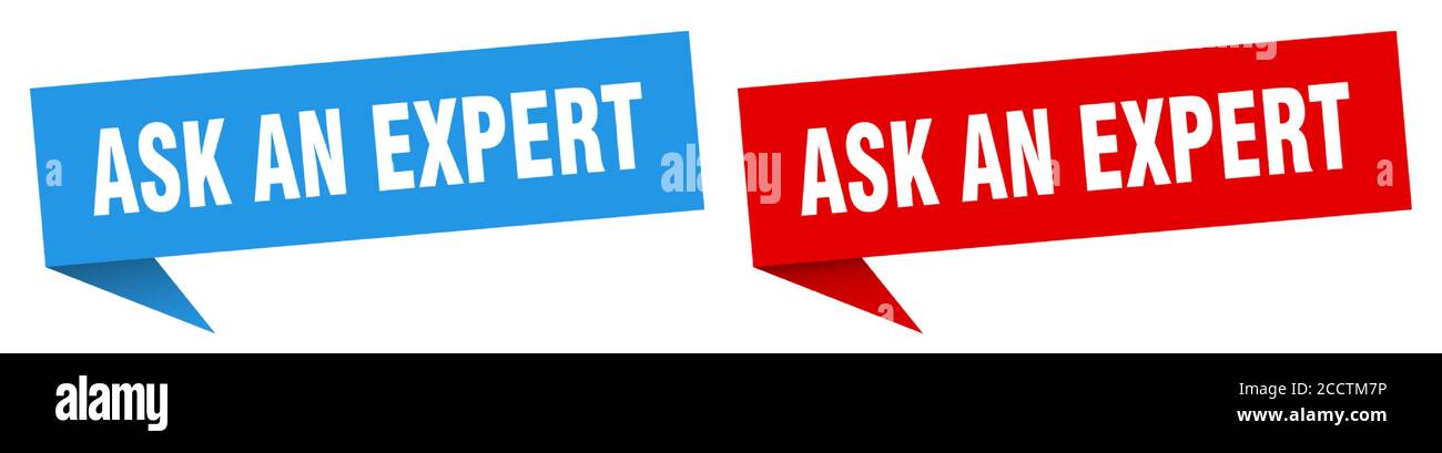 ask an expert banner sign. ask an expert speech bubble label set Stock ...