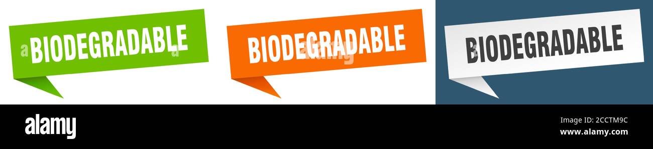 biodegradable banner sign. biodegradable speech bubble label set Stock ...