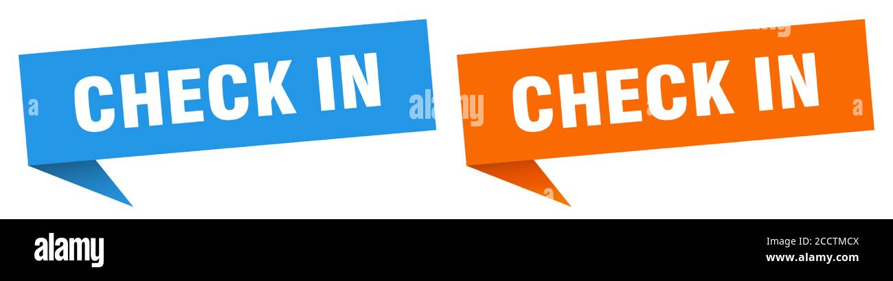 check in banner sign. check in speech bubble label set Stock Vector ...