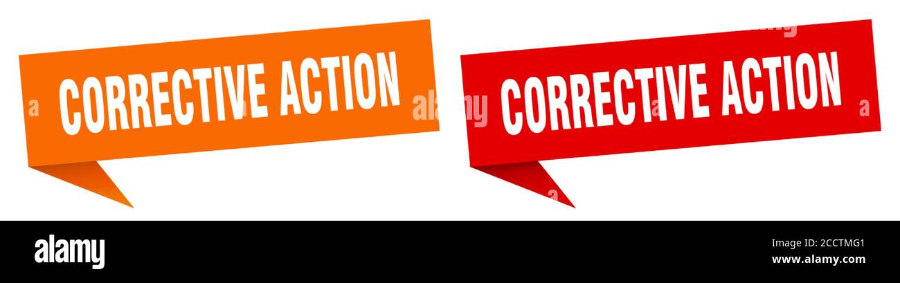 corrective action banner sign. corrective action speech bubble label ...