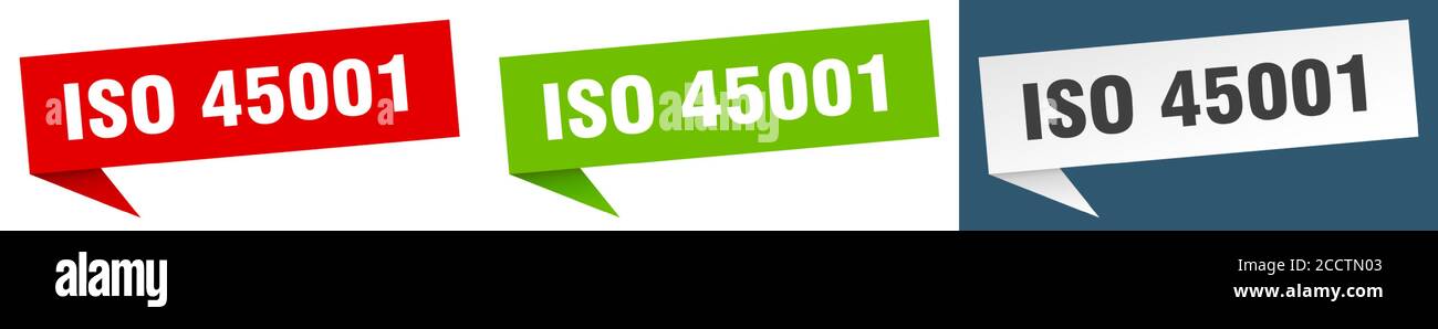 iso 45001 banner sign. iso 45001 speech bubble label set Stock Vector ...