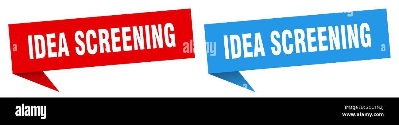 idea screening banner sign. idea screening speech bubble label set ...