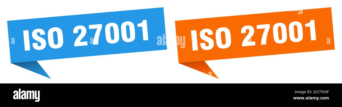 iso 27001 banner sign. iso 27001 speech bubble label set Stock Vector ...