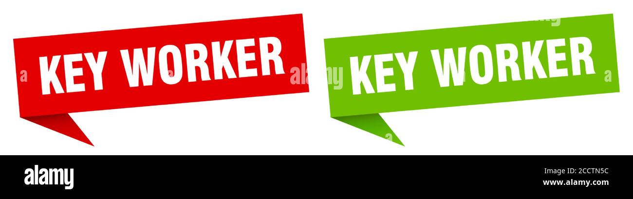 key worker banner sign. key worker speech bubble label set Stock Vector ...