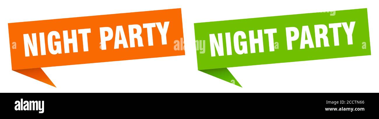 night party banner sign. night party speech bubble label set Stock ...