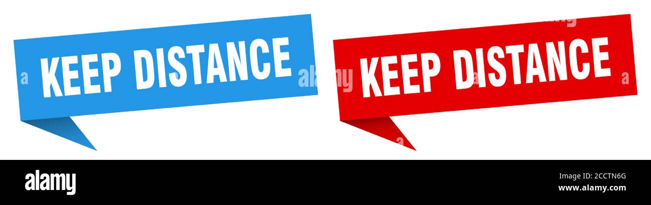 keep distance banner sign. keep distance speech bubble label set Stock ...